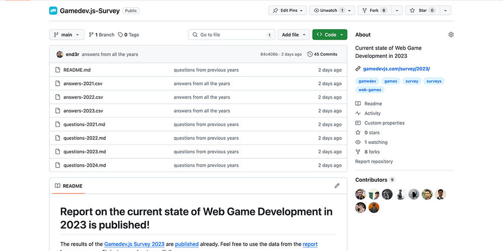 Gamedev.js Survey’s all questions and answers landed on GitHub - The Interledger Community 🌱