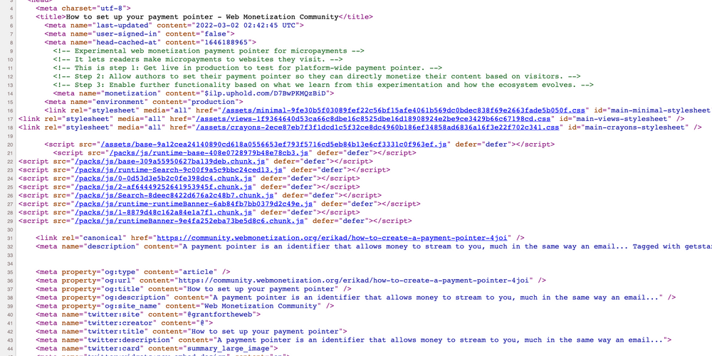 How to use View Source to see a page's payment pointer - The Interledger Community 🌱